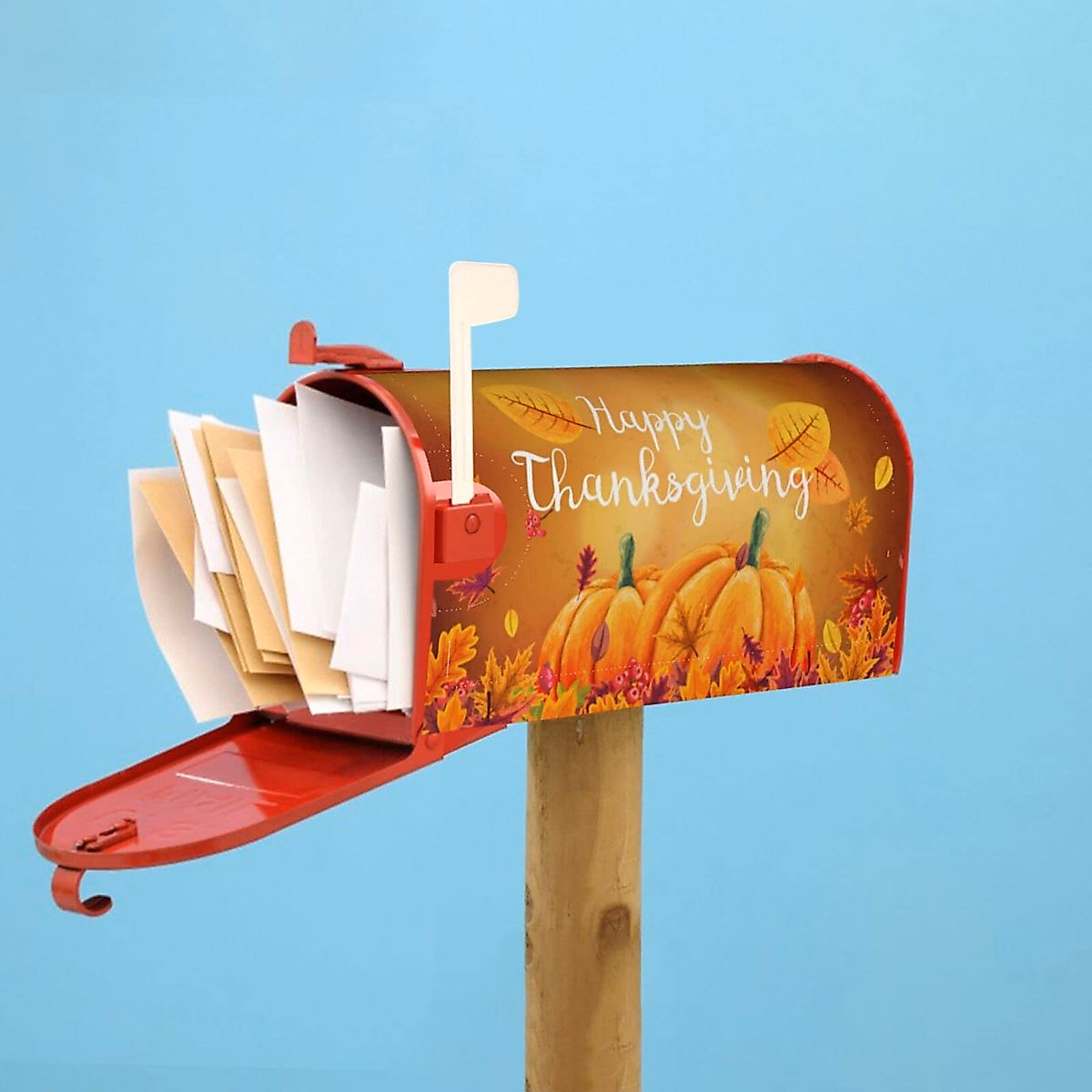 Joyidec Thanksgiving Autumn Pumpkin Mailbox Covers Magnetic Standard Size Waterproof Mailbox Wraps Post Letter Box for Courtyard Garden Yard Fence Decor 21x18 in