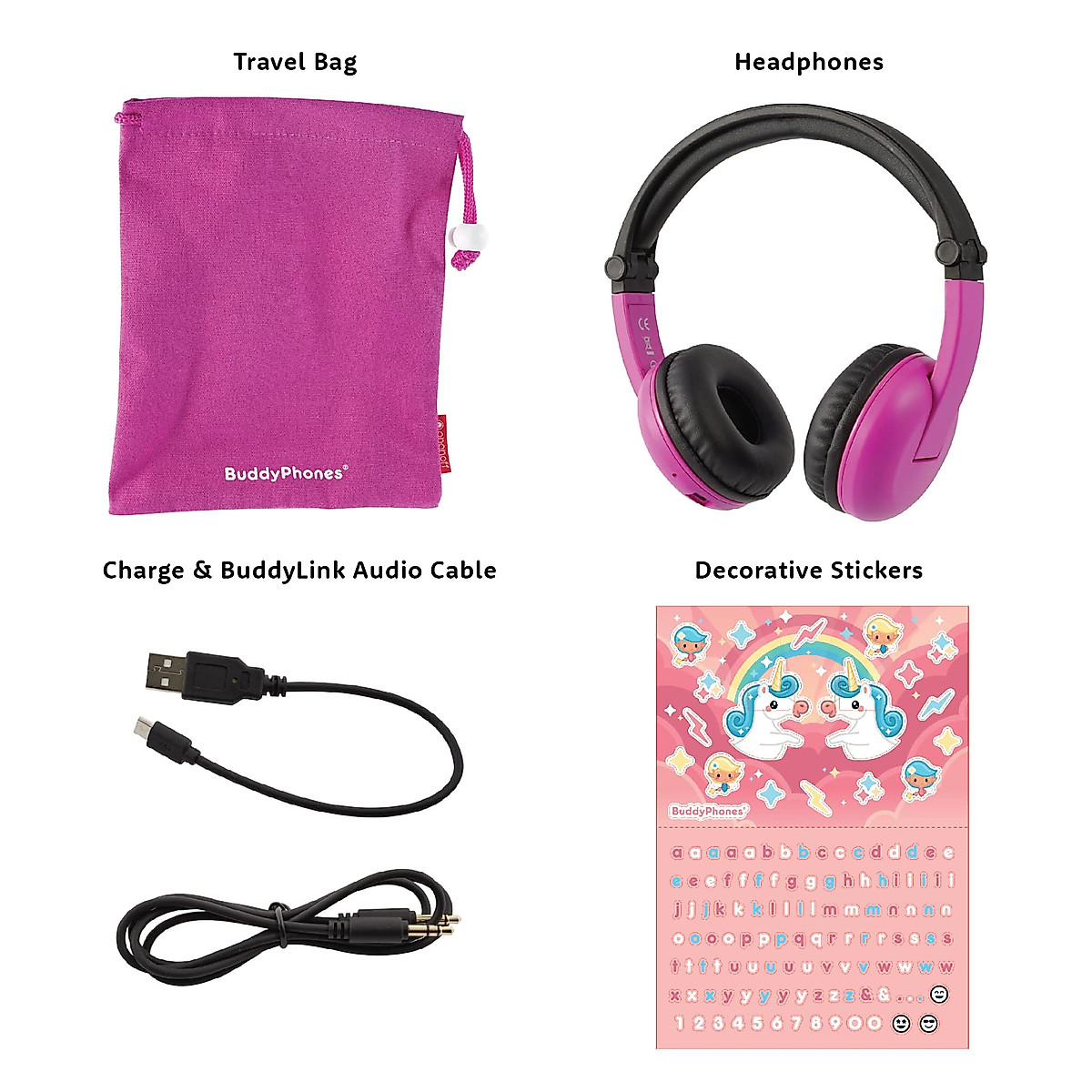 Made for Amazon Volume Limiting Bluetooth BuddyPhones, PlayTime in Pink. Ages (3-7)