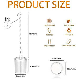 K Kitcherish 2 Pack Tea Infuser, Tea Strainer for Loose Leaf Tea & Cooking Infuser of Extra Fine Mesh, 18/8 Stainless Steel Tea Ball Strainer with Extended Chain Hook, Fits All the Tapots and Mugs