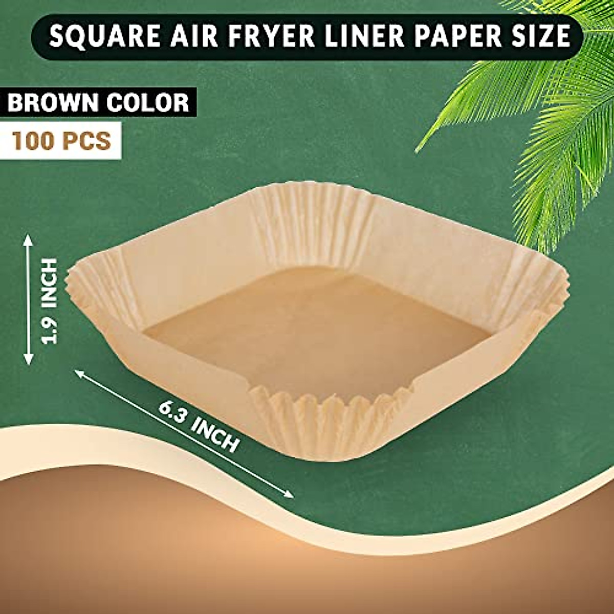Suhsai Square Air Fryer Liners, 100 pcs reusable Parchment Paper Liners for Airfryer, Microwave Oven, 6.3-Inch baking sheet, Oil-Proof, greaseproof, Disposable Baking Paper, airfryer paper liners