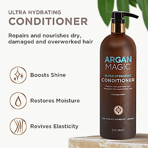 Argan Magic Ultra Hydrating Conditioner | Repairs and Protects Hair | Improves Hair Health | Safe for Color and Chemically Treated Hair | Made in USA, Paraben Free (32 oz)