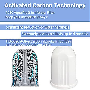 Aqua Pro A250 Humidifier Demineralization Cartridge Cleaning Water Filter Compatible with BONECO & AIR-O-Swiss Aqua Pro 2-in-1 Ultrasonic Humidifiers (2 Pack)