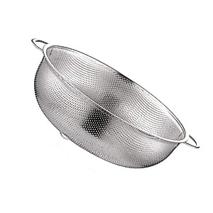 Hemoton Stainless Steel Colanders Strainers Micro- Perforated Kitchen Strainer with Handle Drain Baskets for Fruits Vegetable Cleaning Washing Mixing 16. 5cm