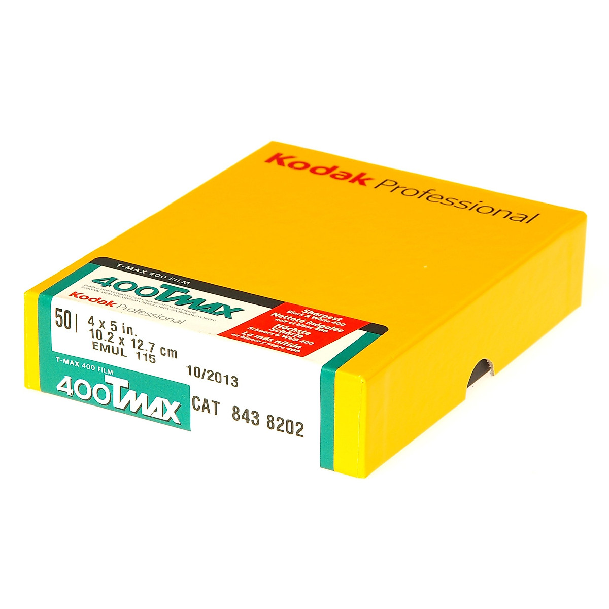 Kodak 843 8202 400 TMAX Professional ISO 400, 4X5 (50 Sheets) Black and White Film (Yellow)