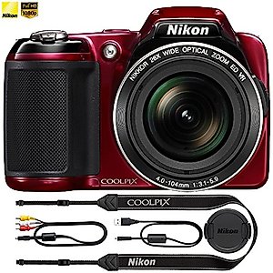 Nikon COOLPIX L810 16.1 MP 3.0-inch LCD Digital Camera - Red - (Renewed)