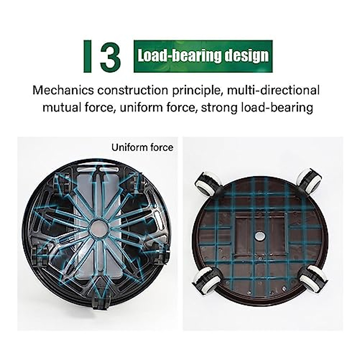 RUDINO Planter Caddy,Plant Roller Base,Plant Caddy With Wheels,Heavy Duty Plant Caddy With Wheels,Round Flower Pot Mover With 4wheels,With Brake Wheel,Suitable For Indoor Planters,Balconies,Courtyards