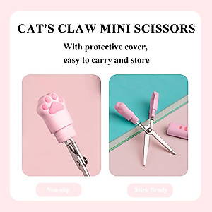 Cute Mini Craft Scissors, Pink Stainless Steel Scissors & Utility Knives, Folding Stationery Scissors with Safety Cover, Portable Safety Scissors and Utility Knives for Paper Cutting, Scrapbooking