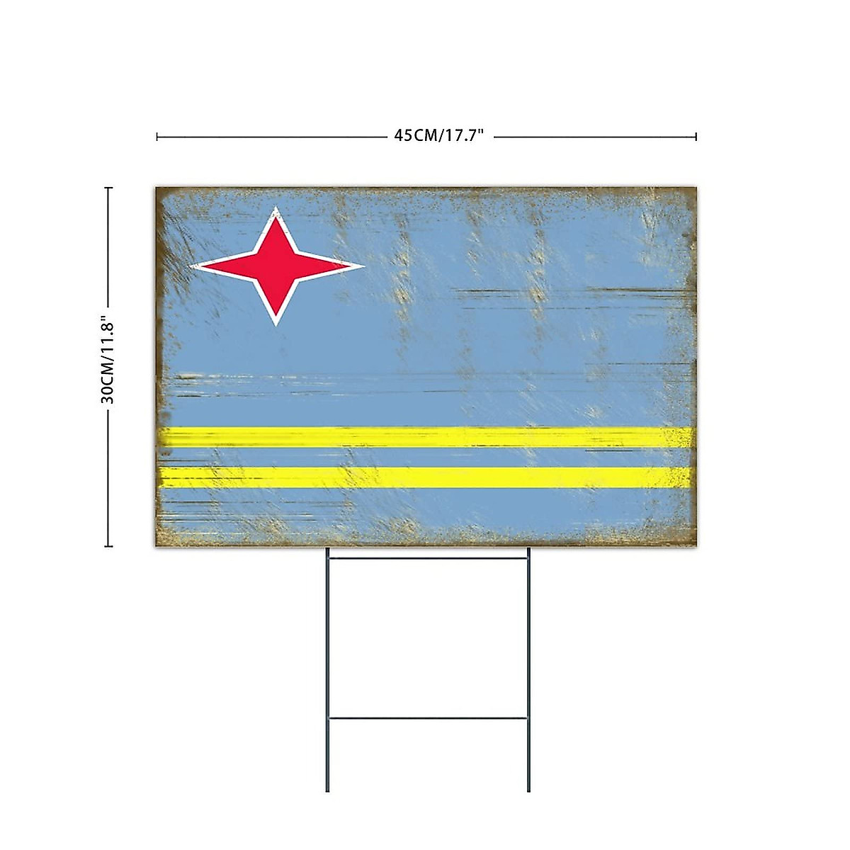 Autravelco Aruba Lawn Signs with Stakes 12x18 Inch State Map Flag Customized Yard Signs with Stakes for House Rent Lawn Decoration Props