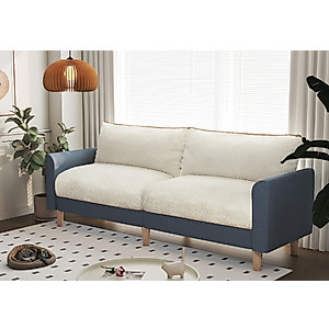Woyomeub Couches for Living Room 82.5" Oversized 3 Seater Loveseat Sofa Teddy Fleece Fabric Sleeper Sofas