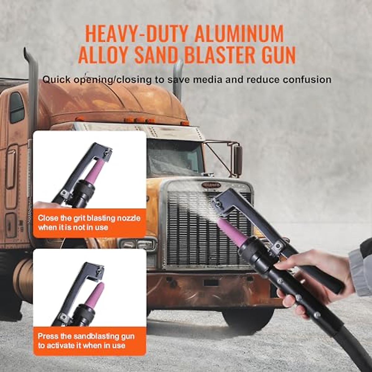 VEVOR 10 Gallon Heavy-Duty Sand Blaster, 60-110 PSI High Pressure Sandblaster, Portable Abrasive Blasting Tank, Air Sand Blasting Kit with 2 Ceramic Nozzles & 7.5ft Hose for Paint, Stain, Rust Removal