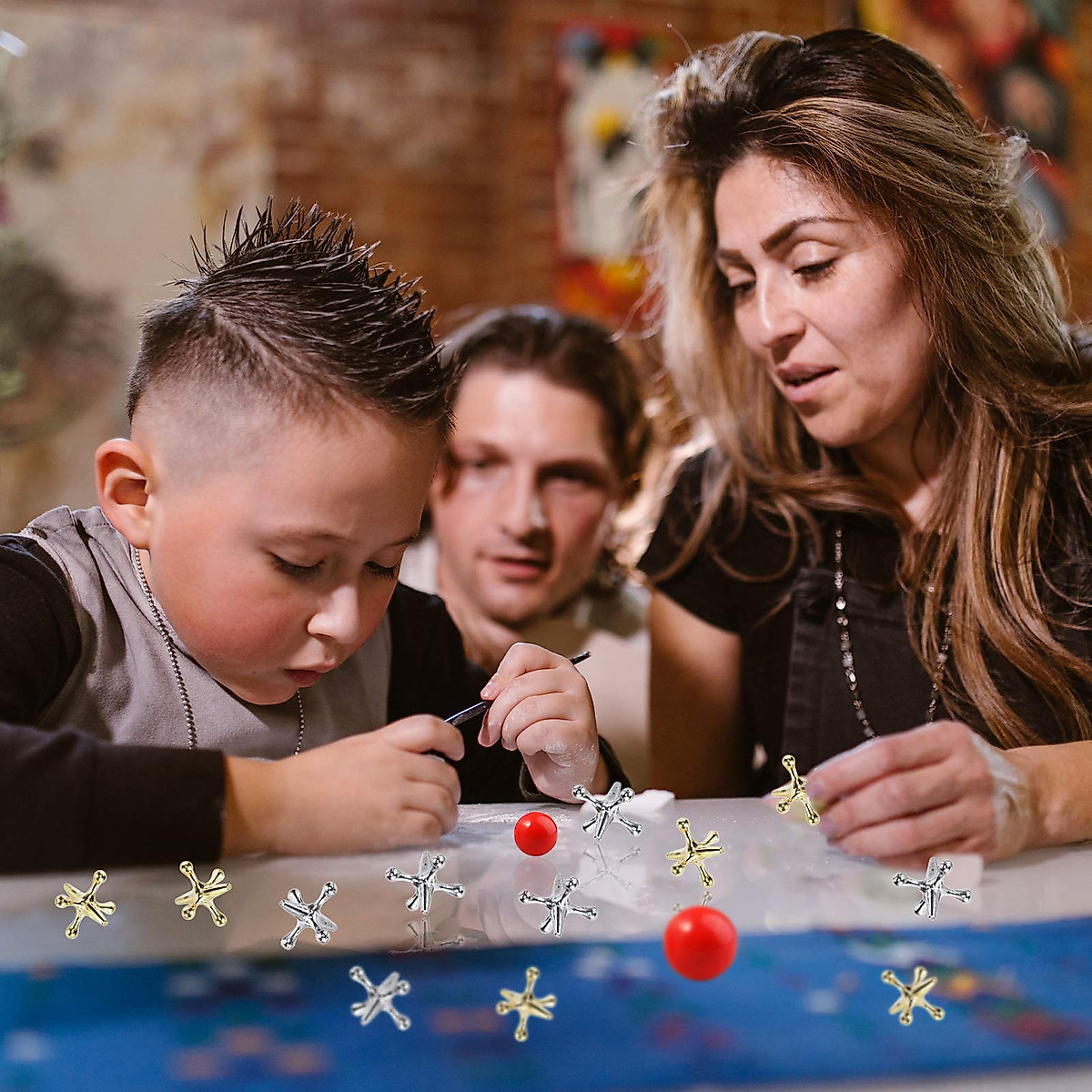 Legigo 3 Sets Retro Metal Jacks and Ball Game Toys Kit,Include 3 Pieces Red Rubber Balls and 30 Pieces Gold and Silver Metal Jacks for Kids and Adults,Classic Game of Jacks for Party Favor