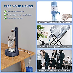 𝐃𝐞𝐬𝐤𝐭𝐨𝐩 Water Dispenser, Portable Electric Countertop Water Dispenser for 5 Gallon Bottle & Universal Bottles, USB Charging Automatic Drinking Water Bottle Pump for Home, Office, Camping