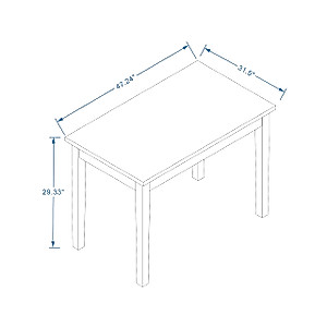Glenwillow Home 48" Rectangular Solid Wood Dining Table in White
