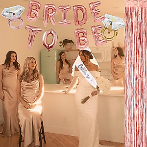 Bachelorette Party Decorations, 181 Pcs Rose Gold Bridal Shower Decorations, Bride to be Sash, Bachelorette Veil, Foil Tassel Curtains, Party Photo Props, Balloons Kit for Bachelorette Party