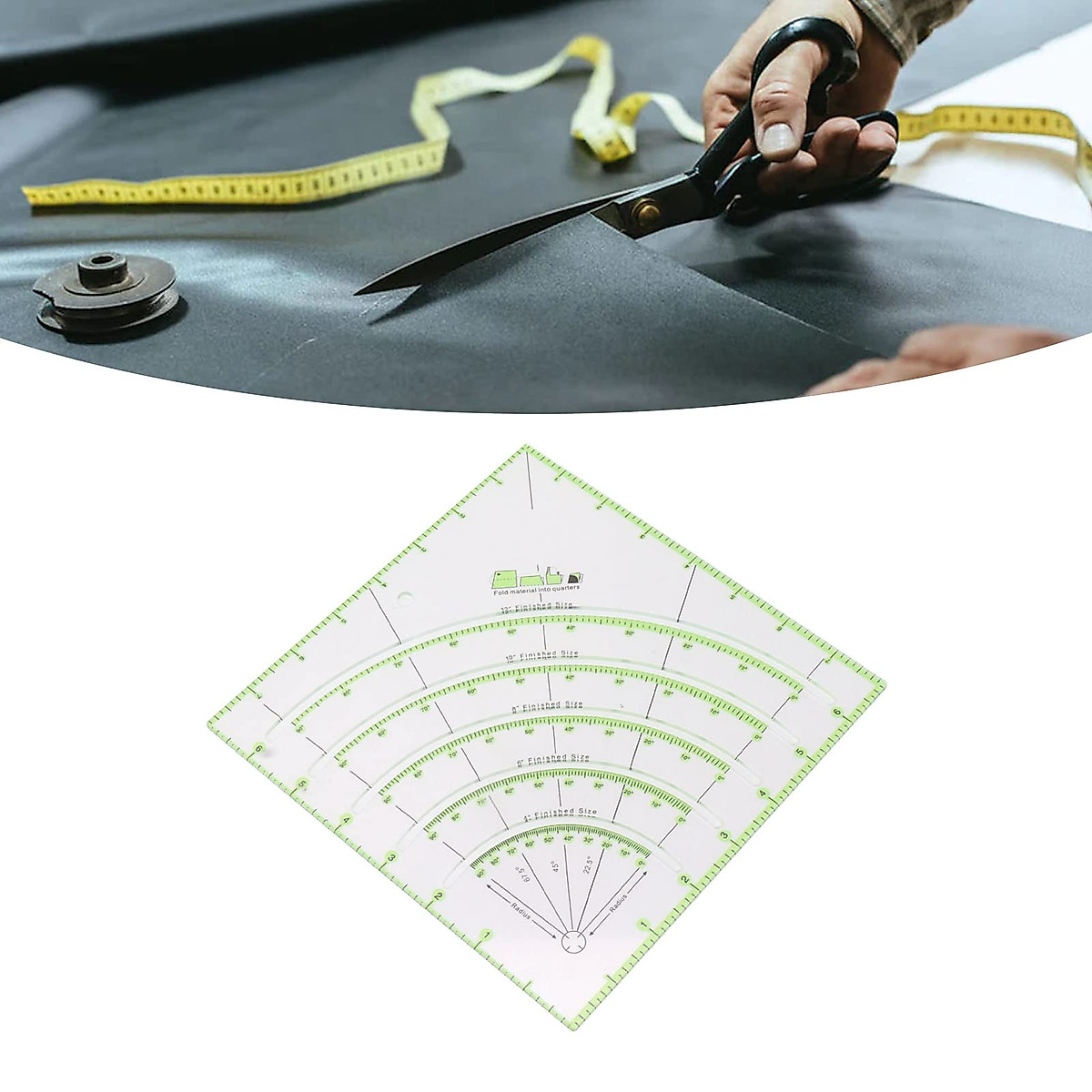 8 Inch Acrylic Quilting Ruler Multifunctional Clear Arcs Fans Quilt Circle Cutter Ruler for Patchwork Sewing Craft Tool