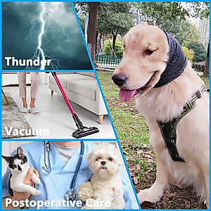 PATTEPOINT Quiet Ears for Dogs Noise Protection, No Flap Ear Wraps for Dogs, Stretchy Dog Snood for Noise Reduce Grooming Bathing, Dog Noise Cancelling Ear Muffs for Cats,Grey S