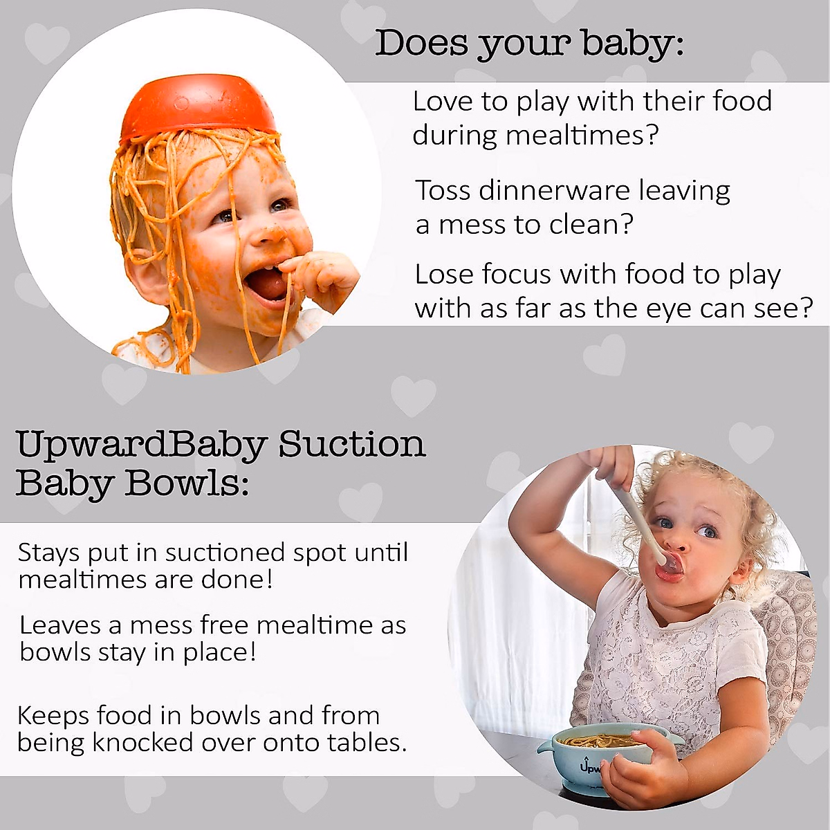 UpwardBaby Suction Toddler Plate and Bowl Feeding Placemat and Suction Bowl Set Bundle