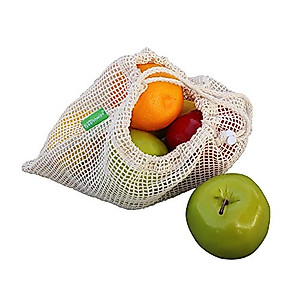 Earthwise Reusable Cotton Produce Bags Premium Set of 12 Grocery Bags Durable, Eco Friendly Material for Fruit and Vegetable Transport and Storage
