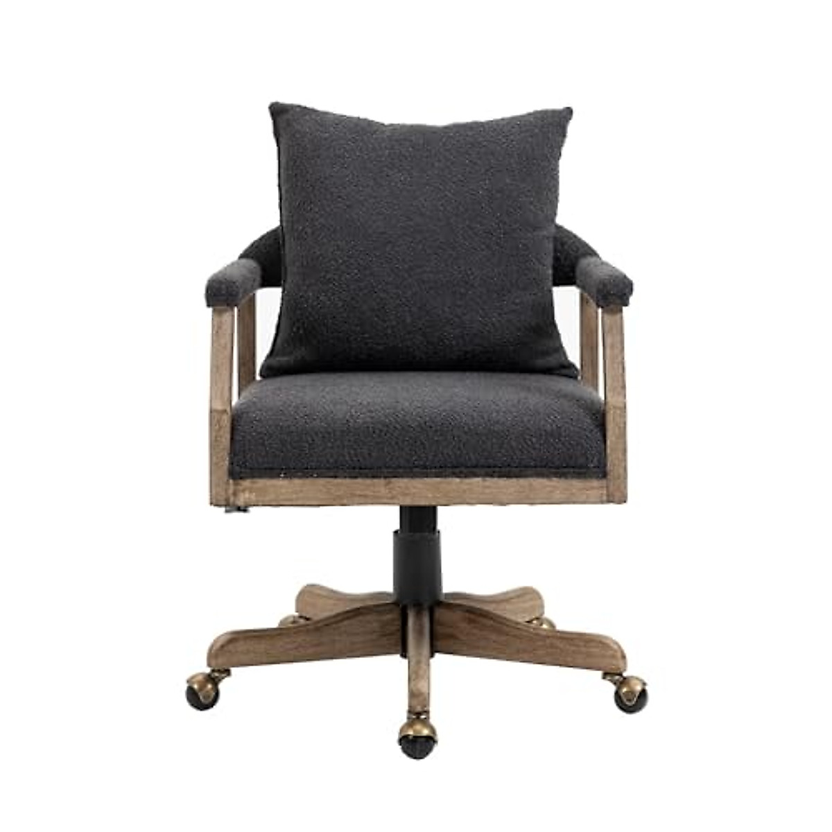 FRITHJILL Swivel Home Office Chair with Adjustable Seat Height and Boucle Fabric Seat, Ergonomic Study Chair with Wheels, Black