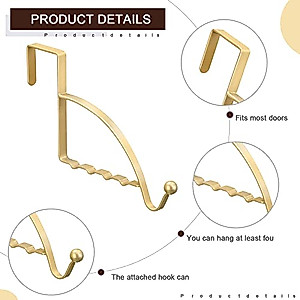 Hotop 4 Pieces Over Door Hooks Hanger Multi Hanging Storage Organizers Valet Hooks for Coats Clothes Hoodies Hats Scarves Purses Keys Bath Towels Robes & More (Champaign Gold)