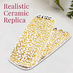 Prestee Disposable Serving Trays and Platters for Serving Food, 3pk - Gold Serving Tray, Plastic Serving Trays for Party, Plastic Serving Platter, Dessert Trays for Dessert Table for Christmas Holiday