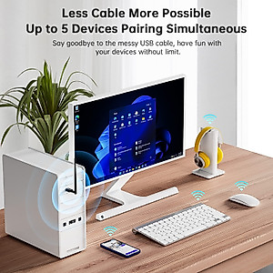 USB Bluetooth 5.3 Adapter for PC, Driver Free, Long Range 492FT / 150M Bluetooth Stick Receiver & Transmitter Compatible with Windows 11/10/8.1, (Need to Disable Built-in Bluetooth of PC) - Black