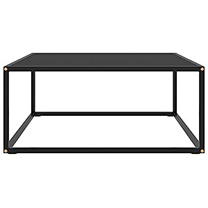QJBSAVVA Coffee Table Black with Black Glass 31.5"x31.5"x13.8",Bedside Tables Side Tables End Tables Entrance Tables Suitable for Meeting Rooms, Reception Rooms, Offices