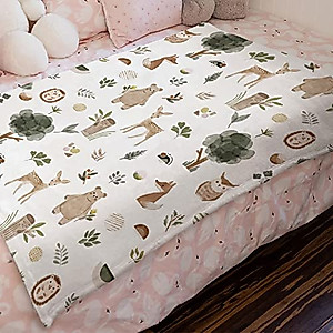 HawSkgFub Woodland Animals Neutral Baby Boy Girl Blanket, Nursery Boho Forest Bear Deer Fox Owl Flannel Fleece Swaddle Receiving Blankets, Soft Unisex Toddler Infant Kids Newborn Crib Bedding 30 x 40