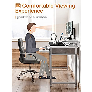 ODK Computer Desk with Keyboard Tray, 47 inch Office Desk with Drawers, Writing Desk with Monitor Shelf and Storage, Work Desk for Home Office/Bedroom, White