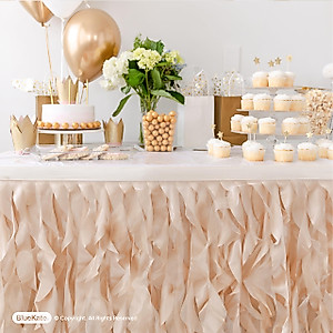 BLUEKATE Champagne Gold Table Skirt. 6ft Table Skirt with Double Layer Organza! Wedding Decorations Rustic Theme, Graduation, Gold Party Decorations. Tutu Table Skirts for Rectangle Tables 6ft