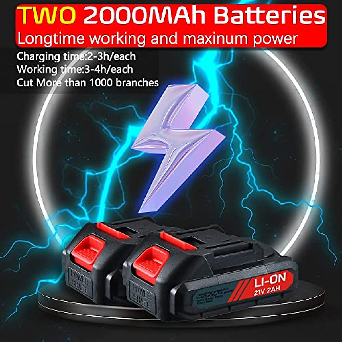 Rokrou Electric Pruning Shears For Gardening Cordless Tree Pruner 1.57" (40mm) Cutting Diameter With 2 Pack 21V Rechargeable Battery & Replacement Blade Set Red