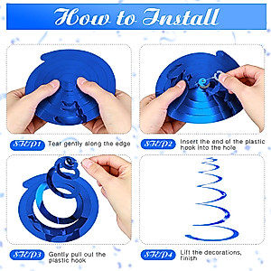 Yuxung 36 Pcs Party Hanging Swirl Decorations Plastic Streamer Swirls Party Decorations Spiral Decorations for Ceiling Birthday Wedding Baby Shower (Blue)