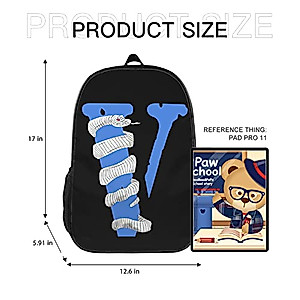 COZON Big V Letter Backpack 17 Inch 3D Printed Aesthetic Casual Travel Bags Breathable Portable Lightweight Large Capacity Daypack Unisex