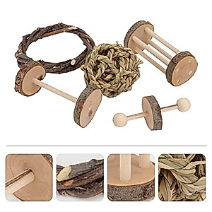 2sets Small Wood Syrian Chewing Light Chew Brown Cage Gerbils Pets Rabbits Chinchillas Bite Mini for Pet Exercise Plaything African Dumbbell Teeth Bird Grinding Toys Parrot