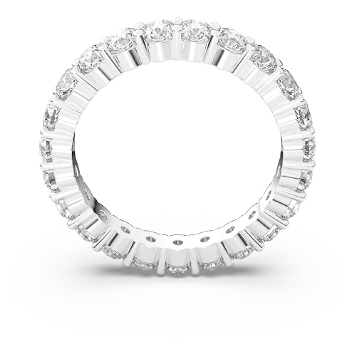 Swarovski Vittore XL Ring, Clear circle-cut Swarovski Crystals on a Rhodium Finish Setting, Size 6, Part of the Swarovski Vittore Collection