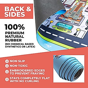 Olikai Design New York Kids City Rug Playmat for Toddlers. Fun, Educational, Map & Race Track Rug for a Boys or Girls Room. Large 75 x 45 in. Car Carpet Ideal for a Playroom, Bedroom or Classroom.
