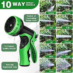 Expandable Garden Hose 100ft Durable Flexible 50 Layers Nano Rubber Lightweight No-Kink Water Pipe 10 Functions Spray Nozzle Water Hose 3/4'' Solid Brass Fittings Easy Storage for Outdoor Yard Black