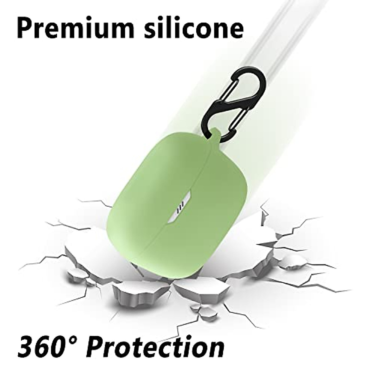 Geiomoo Silicone Case Compatible with JBL Tune 130NC TWS, Protective Cover with Carabiner (Luminous Green)