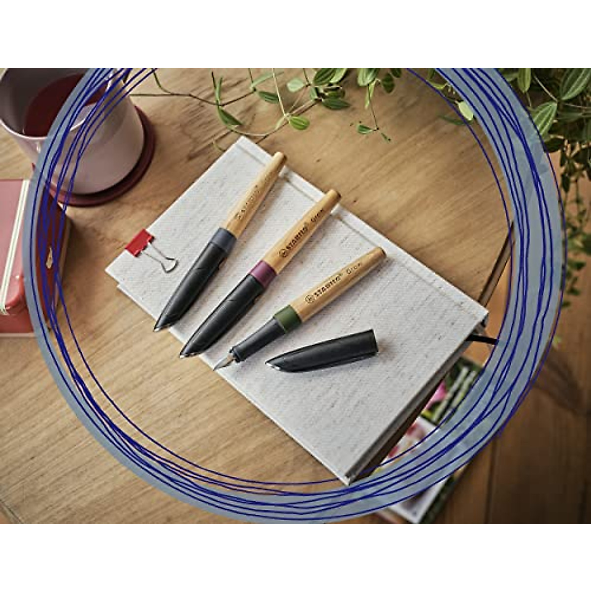 Climate-Neutral Fountain Pen - STABILO Grow - Pack of 1 - Plum Red/Cherry Wood