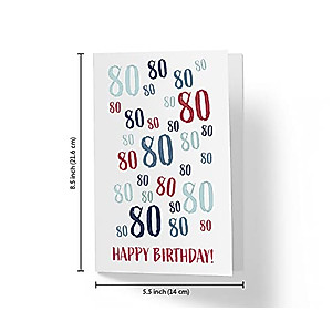 80th Birthday Card - Just A Number 80th Anniversary Card For Brother, Sister, Dad, Mom, Boyfriend, Grilfriend - 80 Years Old Birthday Card - Happy 80th Birthday Card - With Envelope