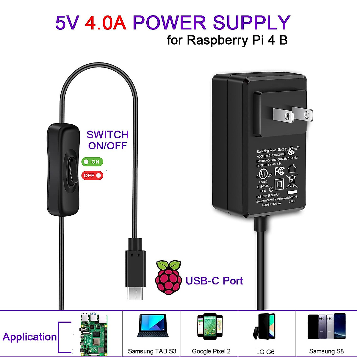 [20W 5V 4A] Raspberry Pi 4 Case, with iUniker 20W 5V 4A USB C Raspberry Pi 4 Power Supply with Switch Heatsink 40mm Cooling Fan for Pi 4 4 8gb/4gb/2gb
