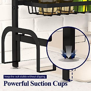 Kitsure Over The Sink Dish Drying Rack - 23.6" to 35"x21.2", Adjustable Sink Drying Rack for Kitchen Sink with Large Capacity, 2-Tier Dish Rack Over Sink with Multifunctional Baskets,Black