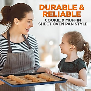 NutriChef 8-Piece Nonstick Stackable Bakeware Set - PFOA, PFOS, PTFE Free Baking Tray Set w/Non-Stick Coating, 450°F Oven Safe, Round Cake, Loaf, Muffin, Wide/Square Pans, Cookie Sheet (Blue)