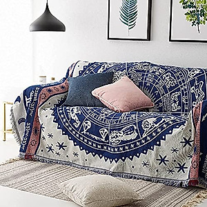 LOERCCE Cotton Throw Blanket ​for Couch Sofa Celestial Constellation 50" X 70"