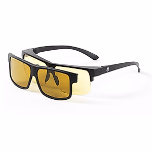 Eagle Eyes 2in1 Speed of Life Magnetic Eyewear Glasses - Polarized Sunglasses for Day and Anti-Reflective Yellow Night Driving Glasses (FitOn, Day/Night)