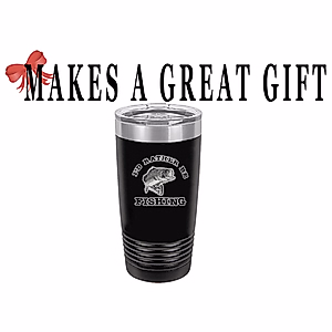 Rogue River Tactical Funny Fishing 20 Oz. Travel Tumbler Mug Cup w/Lid Vacuum Insulated Hot or Cold I'd Rather Be Fishing Bass Fishing Gift Fish (Black)