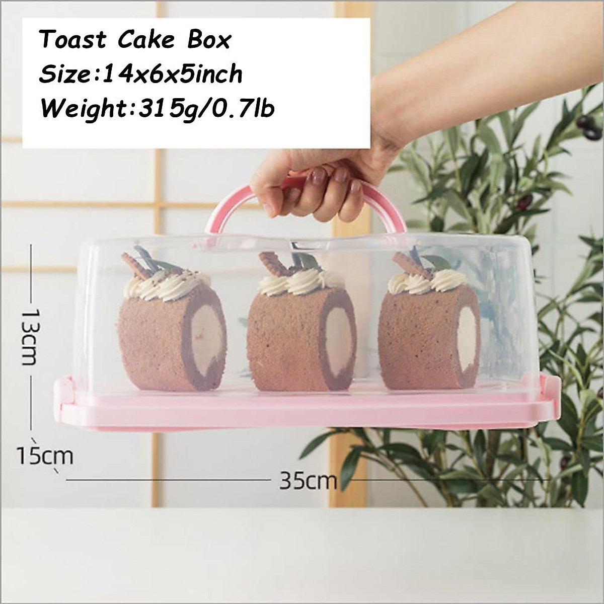14 inch Square Cake Carrier Holder With Lid and Handle,Reusable Cupcake Package Box Perfect for Transporting Cakes,Pie,Toast,Desserts