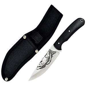 FURY Wolf Razor Edge Fixed Blade Knife with Black Pakka Handle, 9-Inch