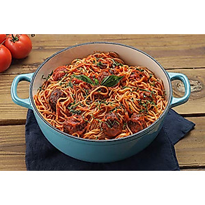 Mirro MIR-19063 4.8 Quart Cast Iron White Enamel Coated Interior Dutch Oven, Teal, Ready to Use