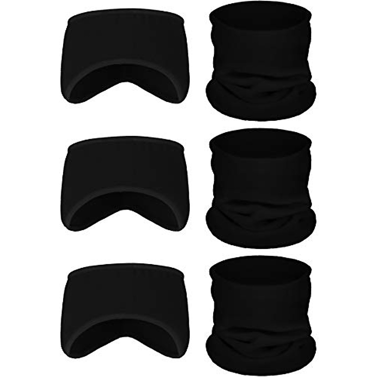 6 Pieces Fleece Ear Warmers Headband Winter Neck Gaiter (Black)